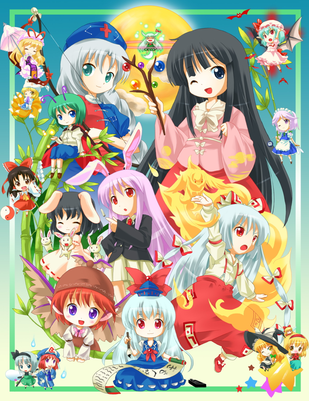 michii yuuki touhou alice margatroid ex keine fujiwara no mokou hakurei reimu houraisan kaguya ...